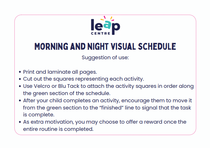 Morning and Night Routine Visuals | LEAP Centre